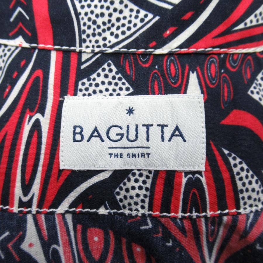 Bagutta 美品 BAGUTTA バグッタ MAUI_GM 総柄 オープンカラーシャツ 開襟 半袖 ブラウス カットソー 38/15 紺 ネイビー 赤 白 メンズ 古着 中古 : ブランド ...