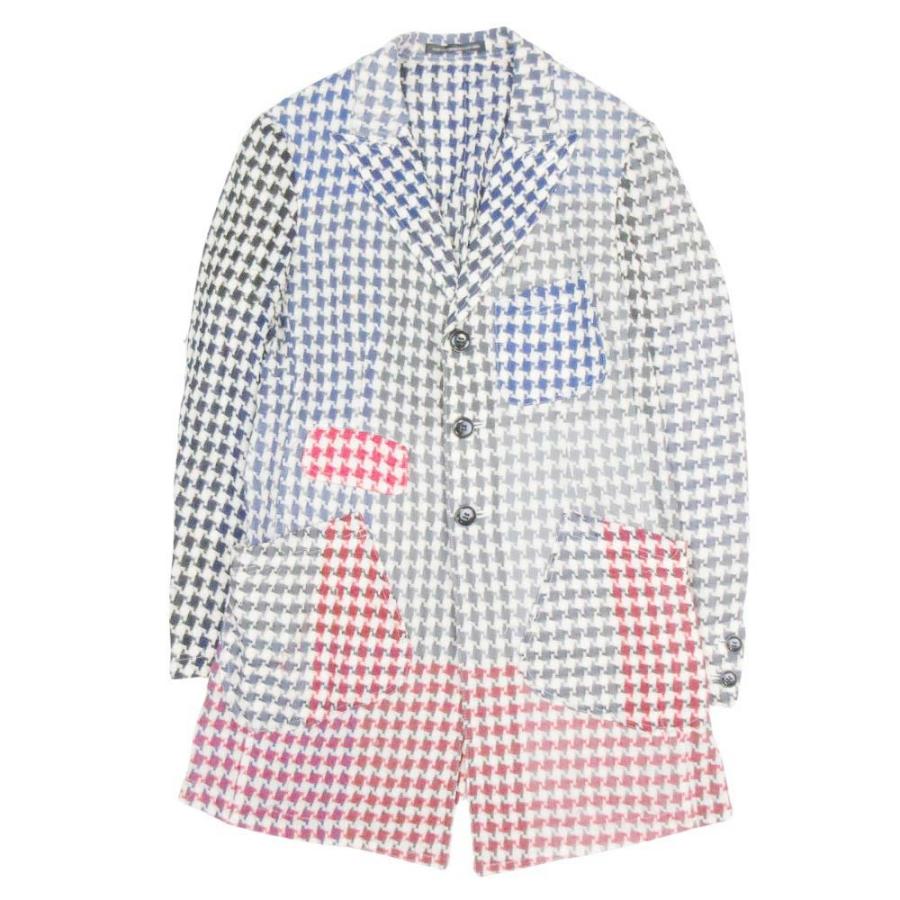 Y's 10ss Yohji Yamamoto ワイズ ヨウジヤマモト ハウンドトゥース ロング テーラードジャケット 総柄 コート 2 マルチカラー レディース 古着 中古 : ブランド古着 ...