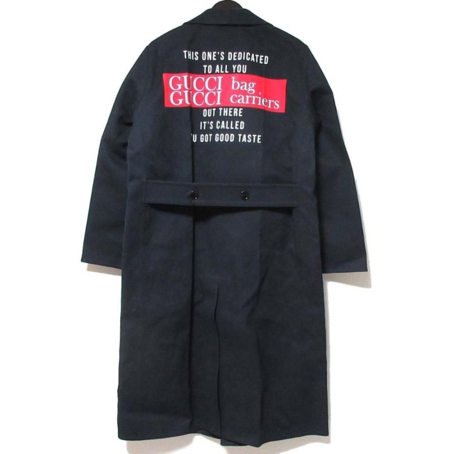 GUCCI 美品 22SS グッチ YOU GOT GOOD TASTE バックプリント 撥水加工 シングル コート 672781 ZAIA9 46サイズ 170/88A ブラック メンズ ...