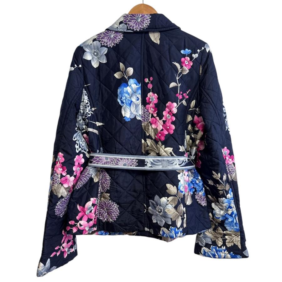 LEONARD 美品 レオナール フラワープリント シルク100％ ベルテッド キルティングジャケット 13AR ネイビー レディース 古着 中古 : ブランド古着のリュクス - 通販 ...