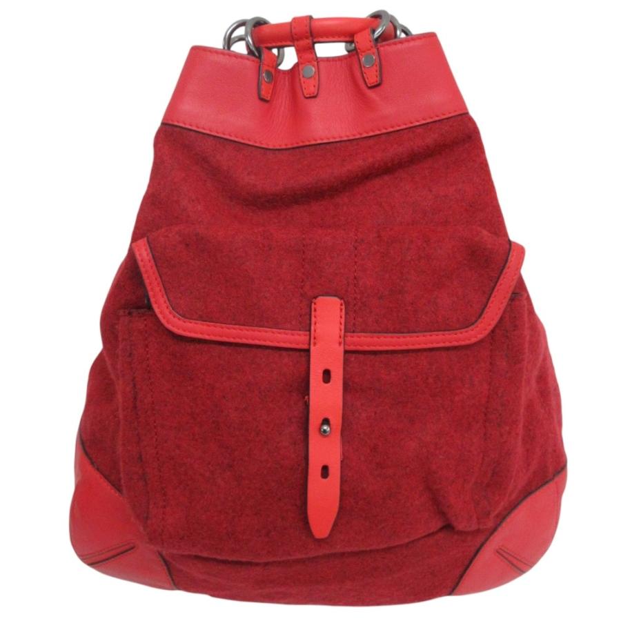 rag & bone（ラグ&ボーン） 美品 CRAYSON ウール×レザー バッグパック リュックサック レッド レディース 古着 中古 ...