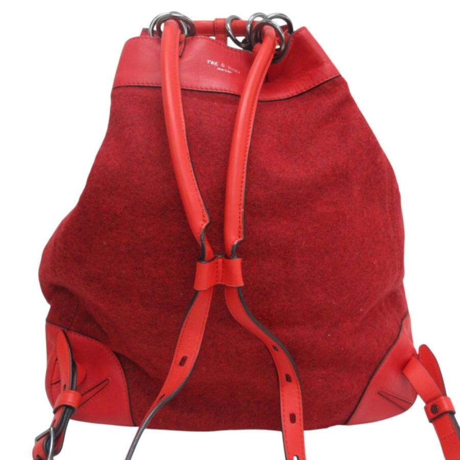 rag & bone（ラグ&ボーン） 美品 CRAYSON ウール×レザー バッグパック リュックサック レッド レディース 古着 中古 ...