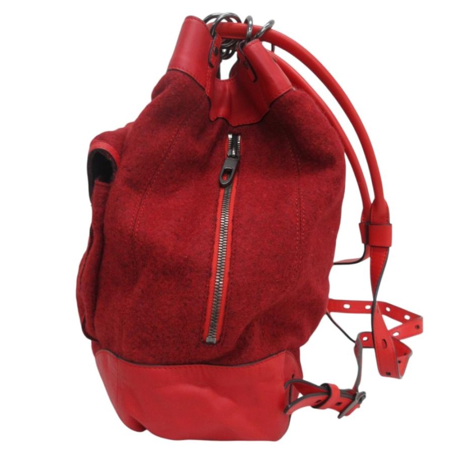 rag & bone（ラグ&ボーン） 美品 CRAYSON ウール×レザー バッグパック リュックサック レッド レディース 古着 中古 ...