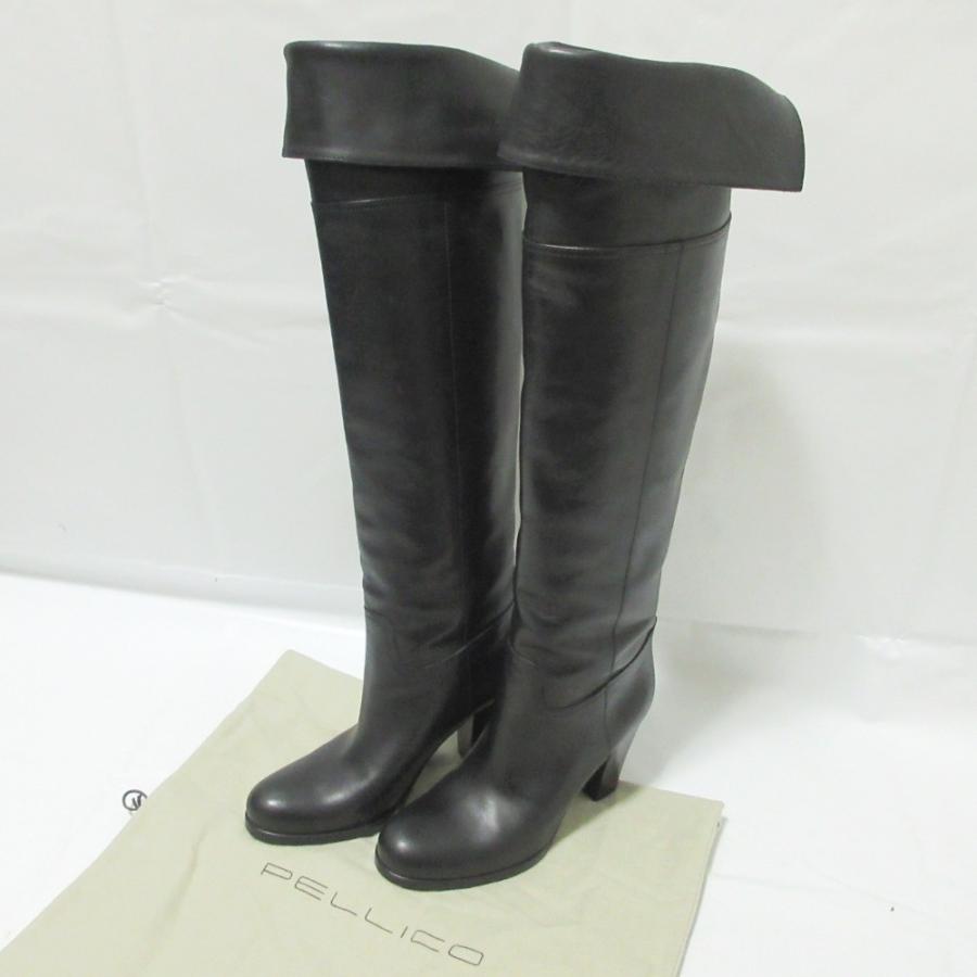 美品 PELLICO ペリーコ BAMBI 80/TB レザー チャンキーヒール ロングブーツ 37 約23.5cm ブラック レディース 古着 中古 : 23731301010 : ブランド ...
