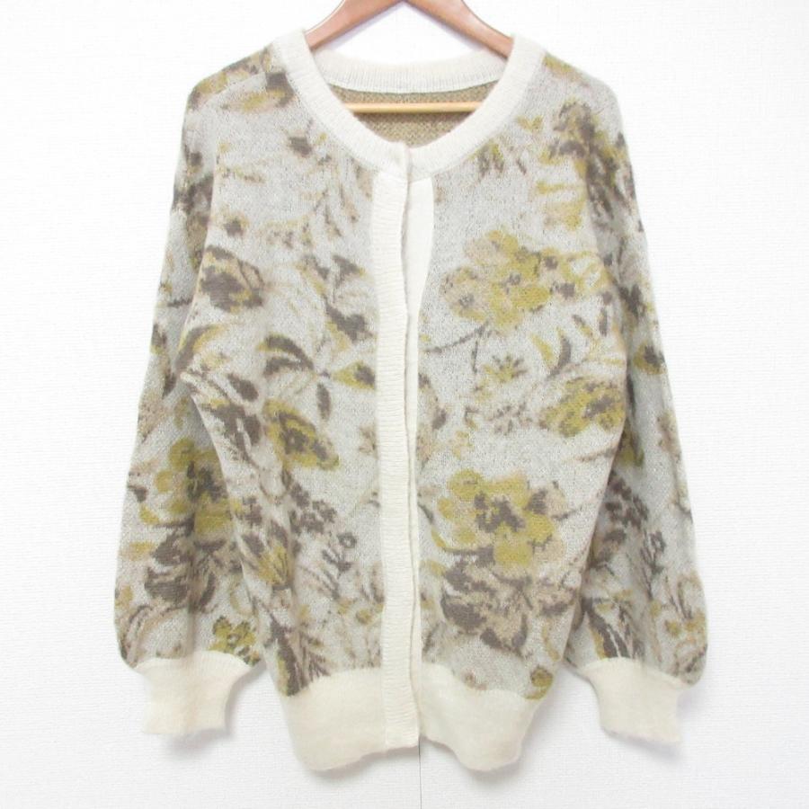 Ameri 美品 21AW AMERI アメリ 3WAY NOSTALGIC RUG KNIT モヘヤブレンド ニット カーディガン プルオーバー サイズF アイボリー レディース 古着 中古 ...