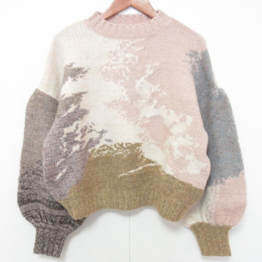 Ameri 美品 21AW AMERI アメリ ANDREA ABSTRACT PAINT KNIT プルオーバー インターシャ ニット セーター サイズF マルチカラー レディース 古着 ...