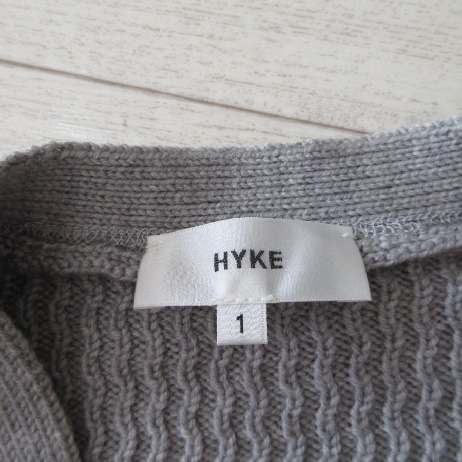 HYKE 美品 ハイク パターン切替 Vネック ロングスリーブ ニットカーディガン 1 グレー レディース 古着 中古 : ブランド古着のリュクス - 通販 - Yahoo!ショッピング
