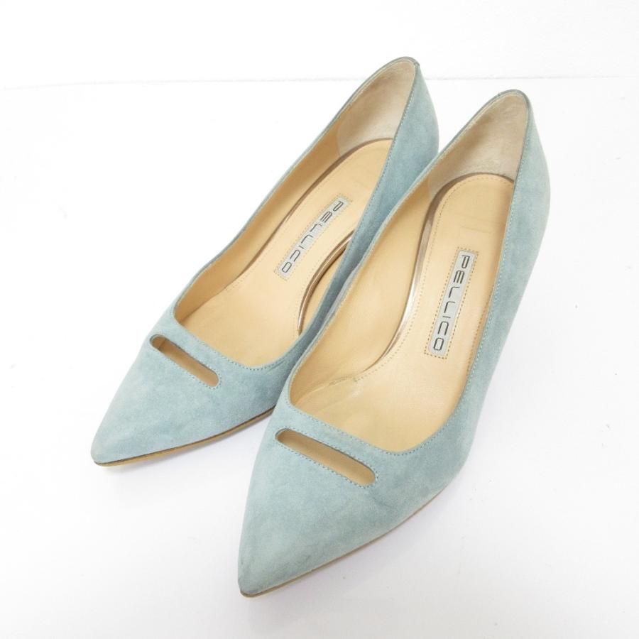PELLICO 良品 ペリーコ ANELLI アネッリ スエード ポインテッドトゥ ピンヒール パンプス 35.5 22.5cm相当 ブルーグリーン レディース 古着 中古 : ブランド古着の ...