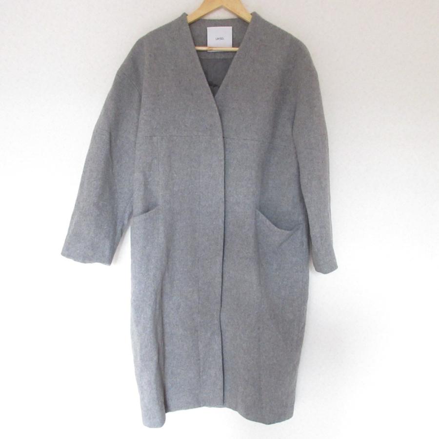 UN3D. 美品 UN3D アンスリード メルトン ノーカラー コクーンコート 38 グレー レディース 古着 中古 : ブランド古着のリュクス - 通販 - Yahoo!ショッピング