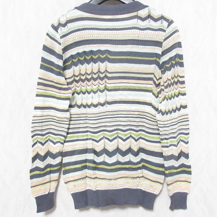 MISSONI 美品 M エムミッソーニ シェブロン ボーダー柄 長袖 Vネック ニット カーディガン 38 グレー系 マルチカラー レディース 古着 中古 : ブランド古着のリュクス ...
