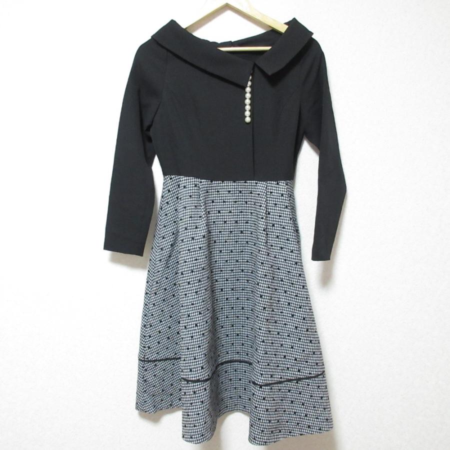 Chesty 美品 チェスティ クラシカルドットワンピース ストレッチ パールディティール 長袖 フレア ミディドレス 13W510 0 ブラック レディース 古着 中古 : ブランド古着の ...