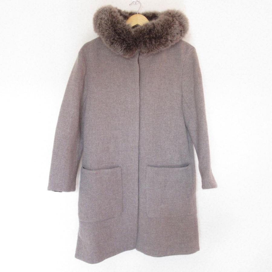 美品 MARIER マリエール フォックスファー フーデッド ミドルコート 9AR チャコールグレー レディース 古着 中古 : ブランド古着のリュクス - 通販 - Yahoo!ショッピング