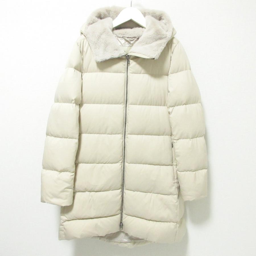 HERNO 24AW ヘルノ Aシェイプ フーデッド ダウンジャケット 40 ベージュ レディース 古着 中古 : ブランド古着のリュクス - 通販 - Yahoo!ショッピング