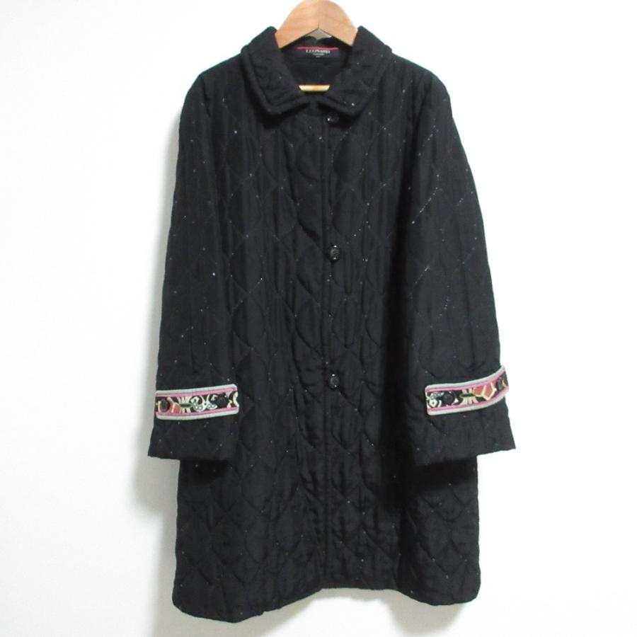 LEONARD 良品 レオナールフラワープリント スパンコール キルティングコート 11R ブラック レディース 古着 中古 : ブランド古着のリュクス - 通販 - Yahoo!ショッピング