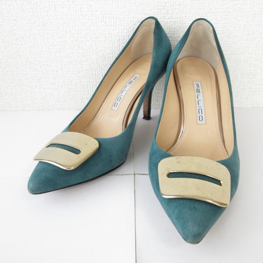 PELLICO 良品 ペリーコ スエード ポインテッドトゥ パンプス 36 23cm相当 グリーン レディース 古着 中古 : ブランド古着のリュクス - 通販 - Yahoo!ショッピング