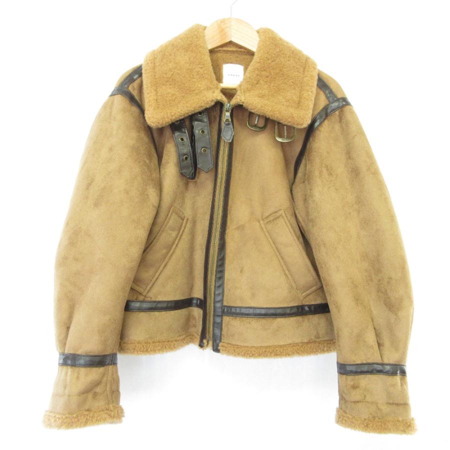 Ameri 美品 AMERI アメリ CARAMEL FLIGHT JACKET フェイクムートン フライトジャケット ブルゾン S ブラウン レディース 古着 中古 : ブランド古着の ...