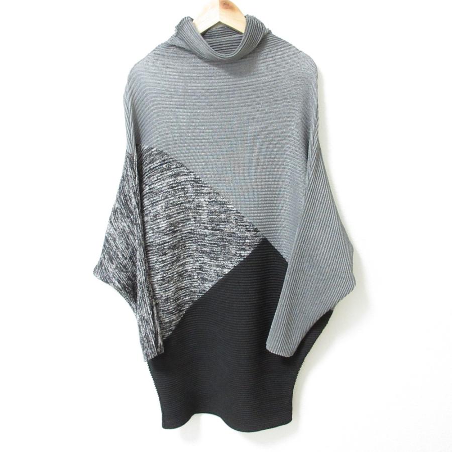 SPECCHIO スペッチオ シャトルプリーツ カラーブロック チュニック ハイネック ドルマン カットソー サイズ40 グレー ブラック レディース 古着 中古 : ブランド古着のリュクス ...