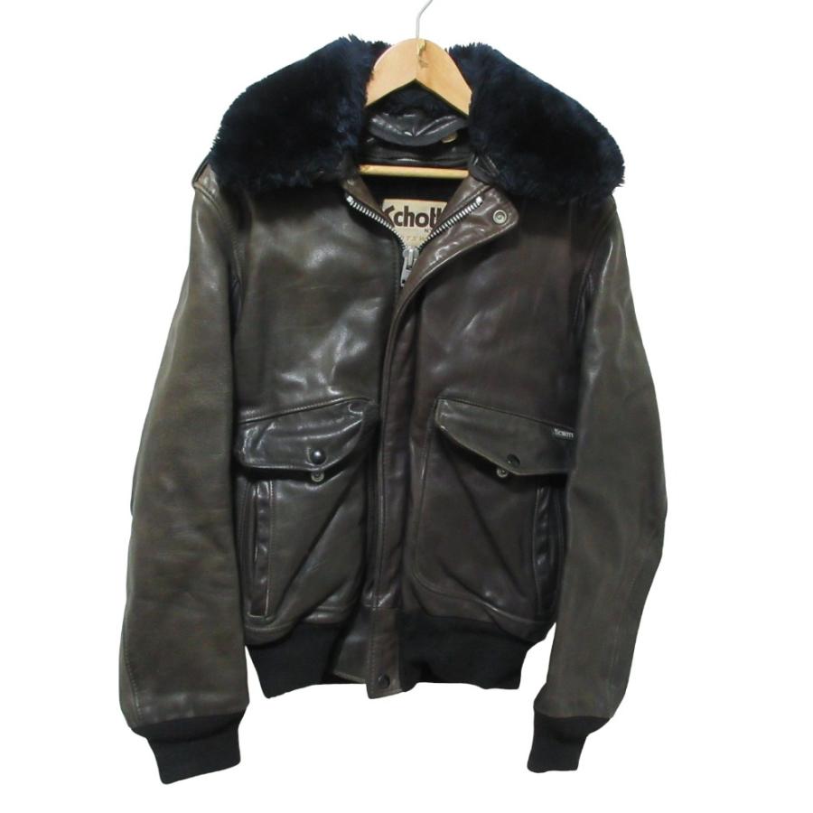 SCHOTT（ショット） レザー フライトジャケット ブルゾン USA製 36 ブラック メンズ 古着 中古 : ブランド古着のリュクス - 通販 - Yahoo!ショッピング