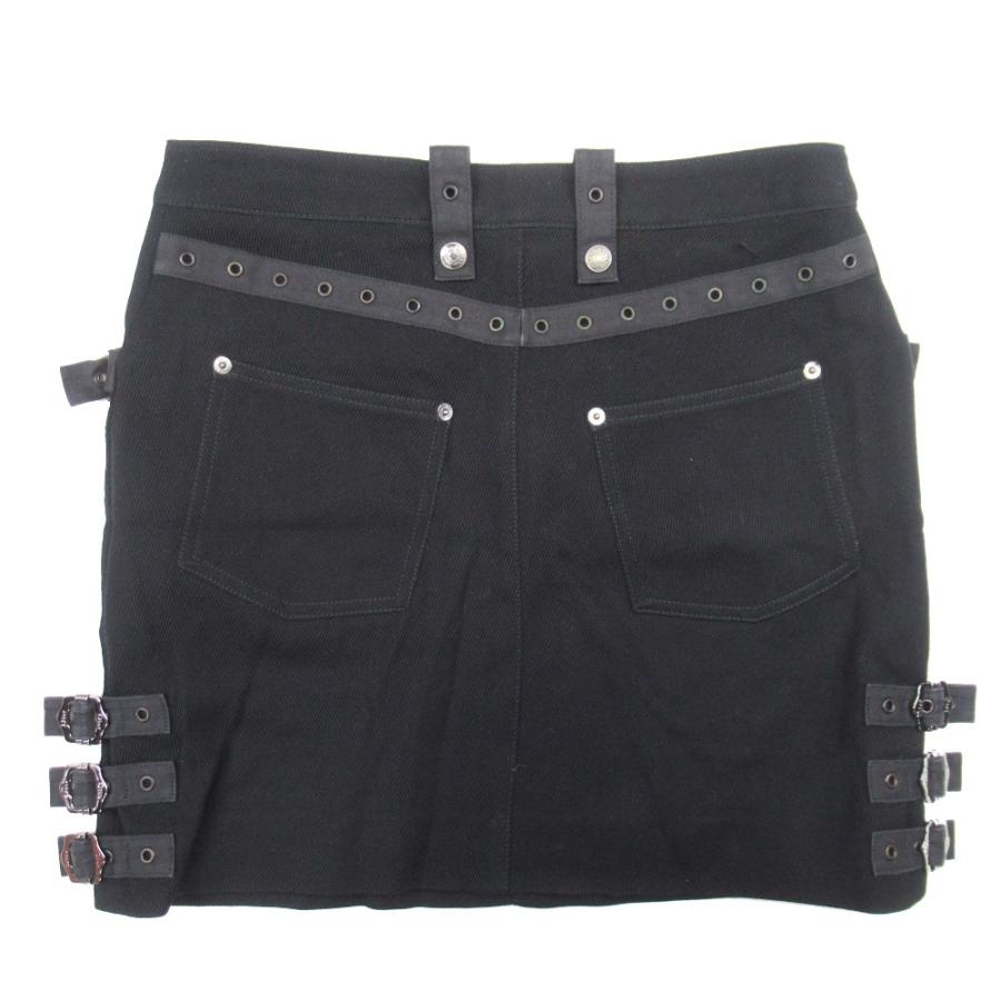 Christian Dior 美品 03aw Vintage クリスチャンディオール ミニスカート 台形シルエット ショート ロゴボタン F38 黒 ブラック レディース 古着 中古 ...