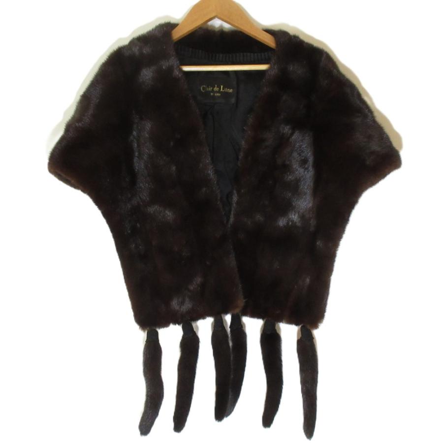 美品 Clair de Lune by EMBA クレールドリュヌ エンバ ブラックグラマ ミンク テール ティペット ショール 毛皮 ブラウン レディース 古着 中古 : ブランド古着の ...