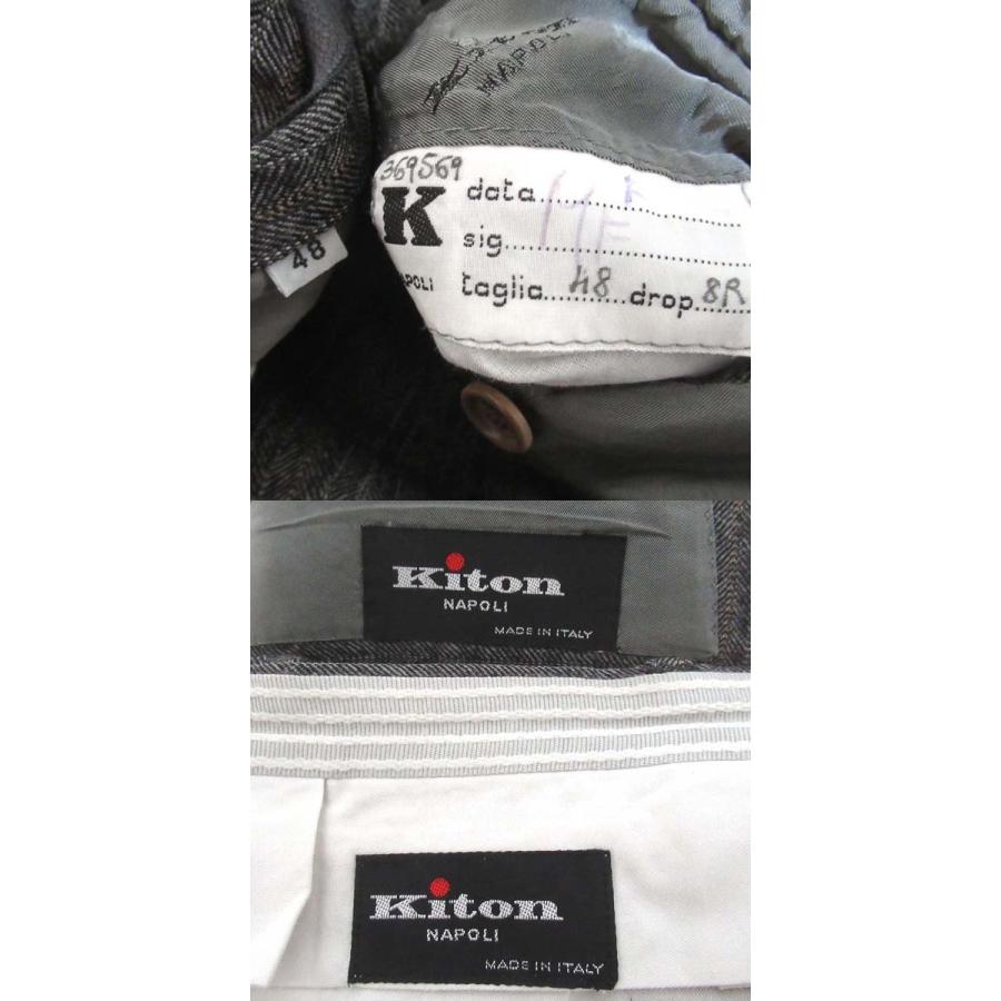 美品 Kiton NAPOLI キートン ヘリンボーン ストライプ柄 テーラードジャケット+スラックスパンツ スーツ セットアップ 48 8R グレー メンズ 古着 中古 : ブランド古着の ...