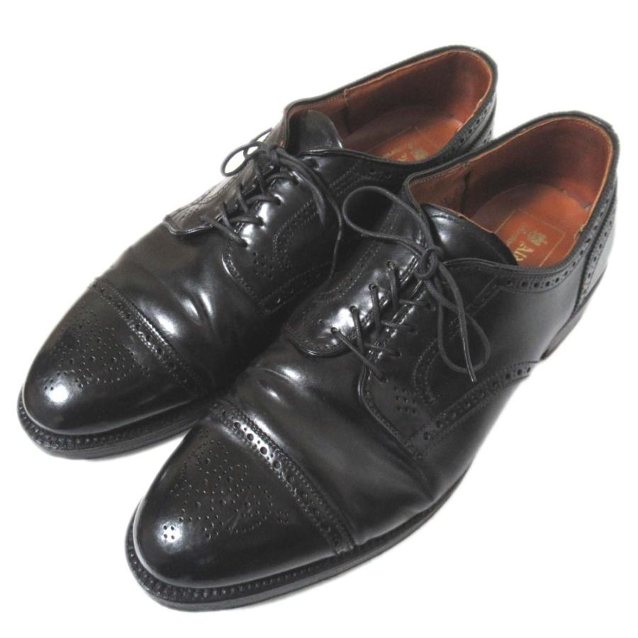 美品 Alden オールデン コードバンレザー 外羽根 ストレートチップ セミグローブ ビジネスシューズ ドレスシューズ 2146 11 29cm ブラック メンズ 古着 中古 ...