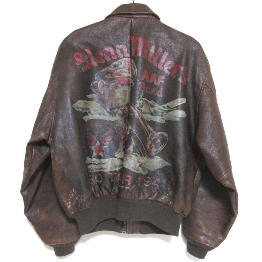 良品 AVIREX アヴィレックス TYPE A-2 8462 GLENN MILLER バックプリント レザー フライトジャケット 30-1415 1978-01 S ダークブラウン メンズ ...