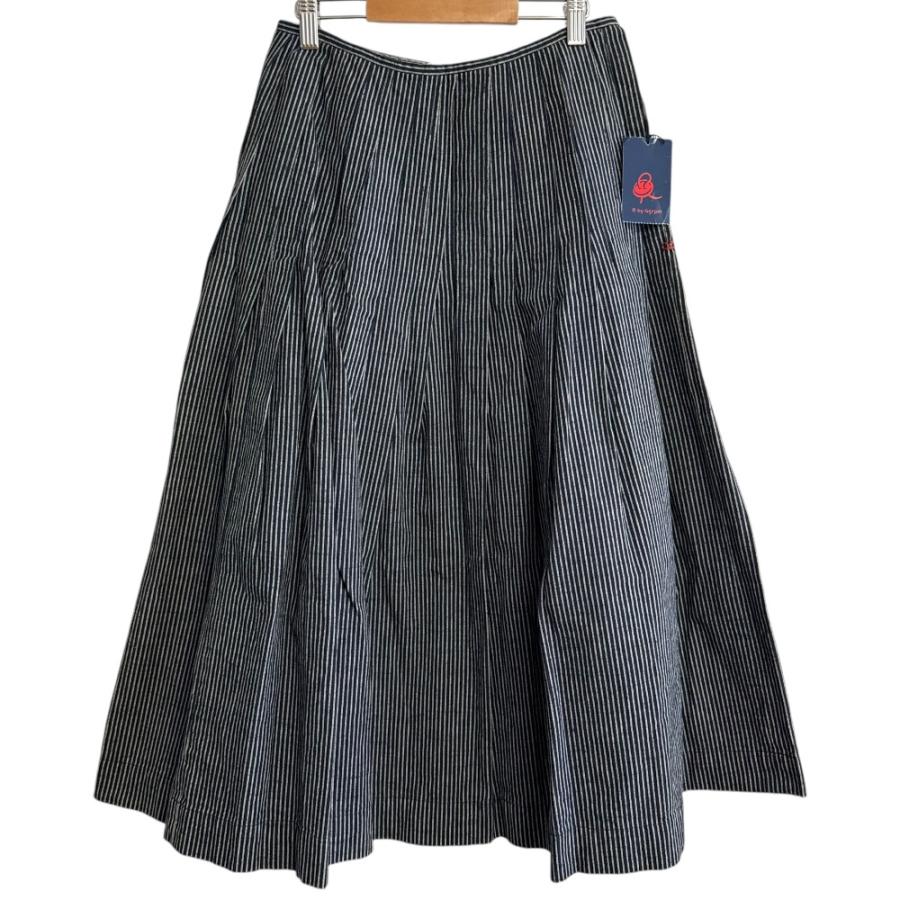 良品 R by 45rpm アールバイフォーティファイブアールピーエム ストライプ柄 インディゴ染め ミモレ丈 フレアスカート 1 ネイビー レディース 古着 中古 : ブランド古着のリュクス ...