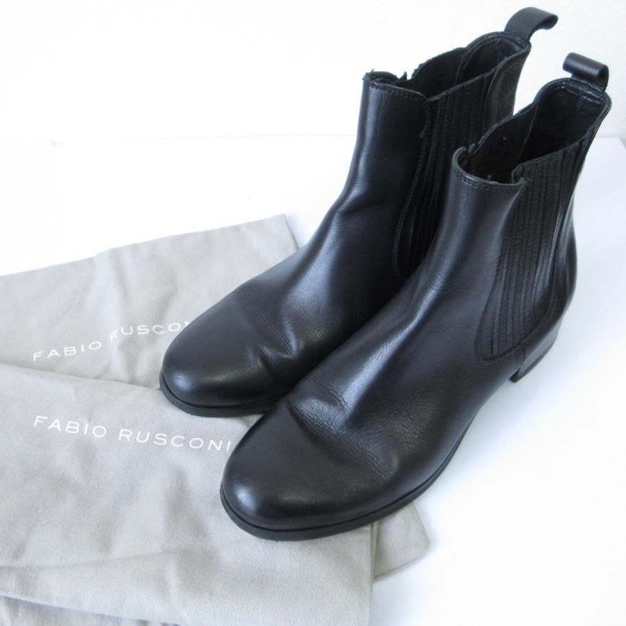 FABIO RUSCONI 良品 ファビオルスコーニ レザー サイドゴア ショートブーツ 39 26cm相当 ブラック レディース 古着 中古 : ブランド古着のリュクス - 通販 ...