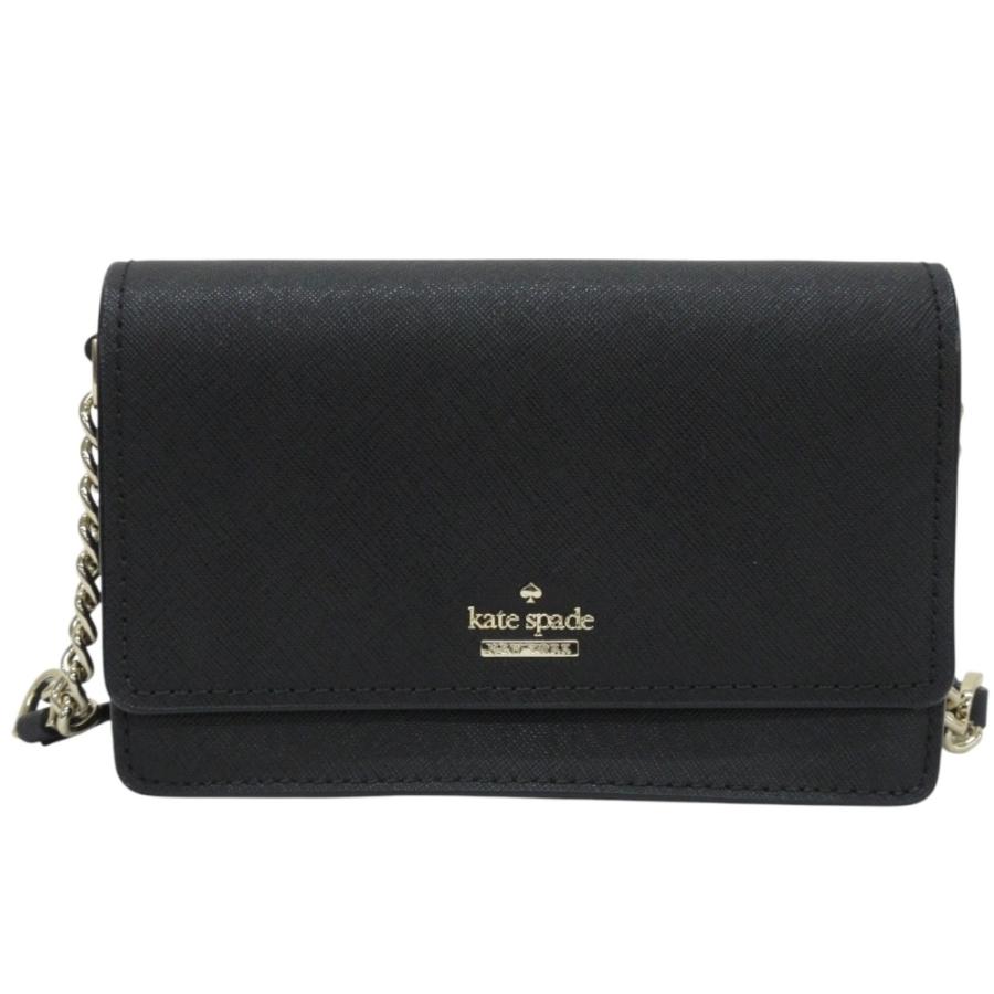 kate spade NEW YORK 美品 speade ケイトスペード サフィアーノレザー フラップ チェーンショルダーバッグ ポシェット ...