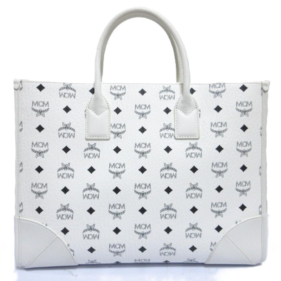 MCM 美品 エムシーエム モノグラム ミュンヘン ヴィセトス 2way トートバッグ ショルダーバッグ XL ホワイト×シルバー金具 メンズ レディース 古着 中古 : ブランド古着の ...