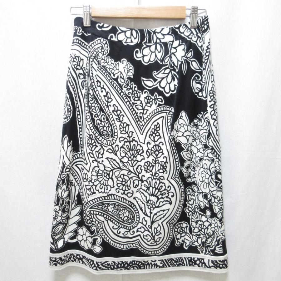 LEONARD FASHION 美品 レオナール ペイズリー柄 ひざ丈 ミディ丈 タイトスカート 38 ブラック×ホワイト レディース 古着 中古 : ブランド古着のリュクス - 通販 ...