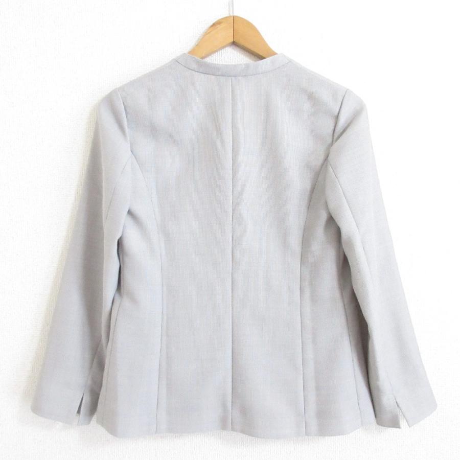 PAUL STUART 美品 22SS Paul Stuart ポールスチュアート ノーカラー シングルジャケット+ひざ丈スカート スーツ ...