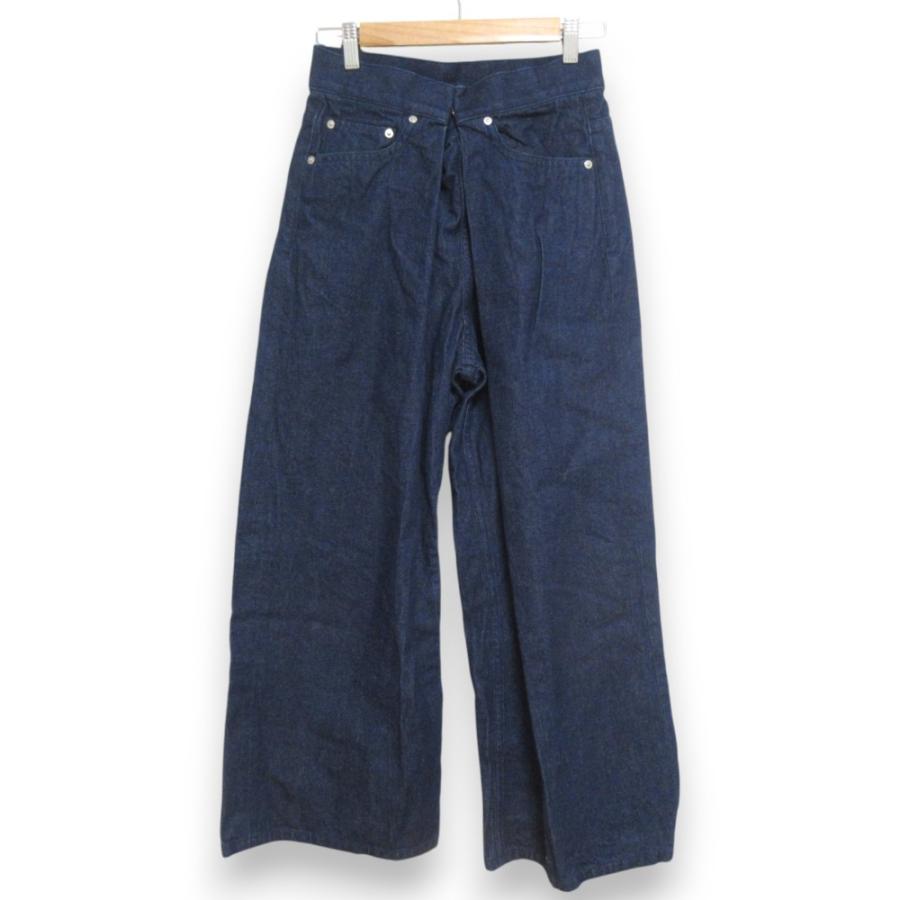 JOHN LAWRENCE SULLIVAN 美品 ジョンローレンスサリバン フロントホック ワイドデニムパンツ PT16-60-62 サイズ6 インディゴブルー レディース 古着 中古 ...