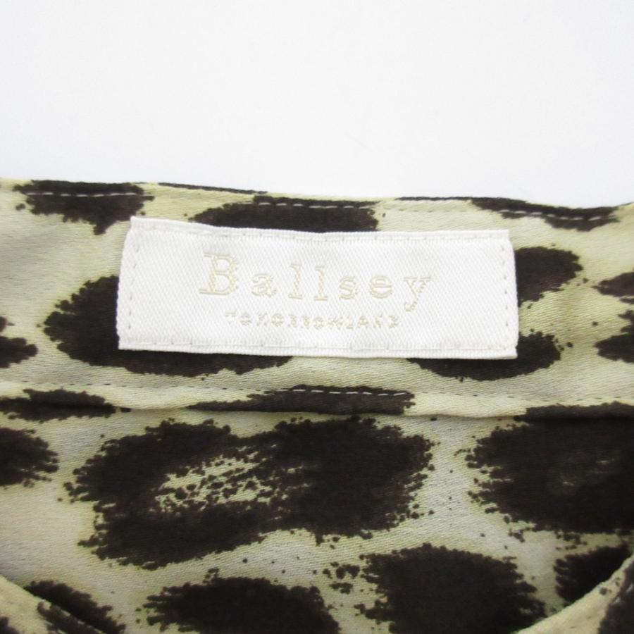 Ballsey 美品 21AW BALLSEY ボールジー トゥモローランド レオパードプリント ギャザーシャツワンピース サテン ロングドレス サイズ34 ベージュ レディース 古着 中古 ...
