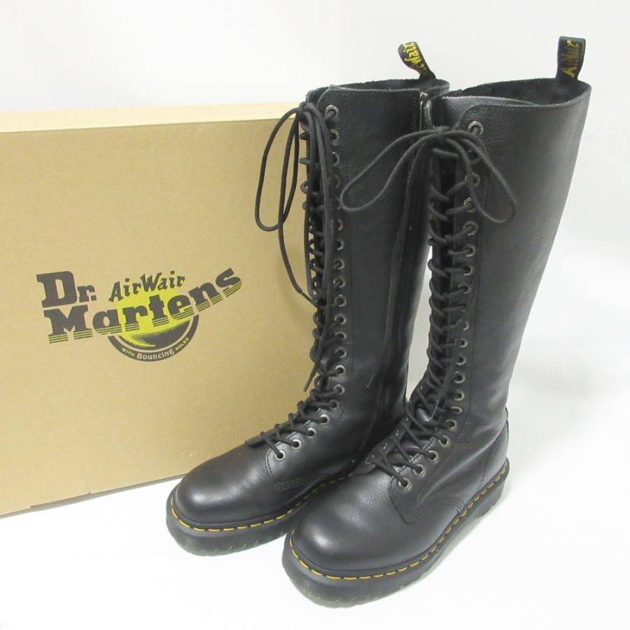 Dr.Martens 美品 Dr. Martens ドクターマーチン 20ホール レースアップ ニーハイロングブーツ 1B60 Bex 27016001 UK7 ブラック レディース 古着 ...