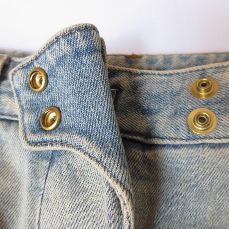 BALMAIN 良品 バルマン ストレッチ バイカーデニムパンツ ジーンズ 34 ブルー レディース 古着 中古 : ブランド古着のリュクス - 通販 - Yahoo!ショッピング