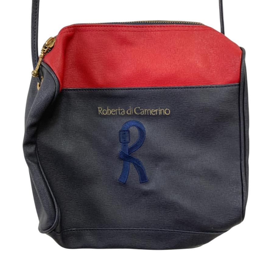 ROBERTA DI CAMERINO 新品同様 Roberta di Camerino ロベルタディカメリーノ バイカラー ロゴ 刺〓 ショルダーポーチ バッグ ネイビー×レッド レディース ...