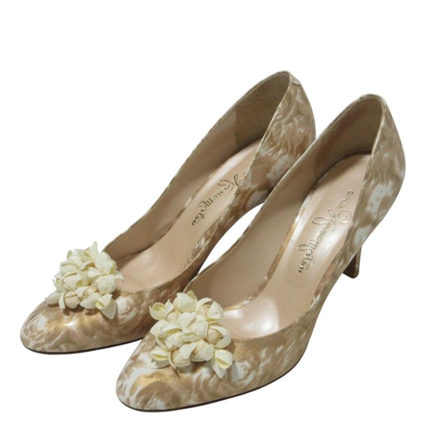 GINZA Kanematsu 良品 銀座かねまつ コサージュ付きパンプス 23.5cm ベージュ レディース 古着 中古 : ブランド古着のリュクス - 通販 - Yahoo!ショッピング