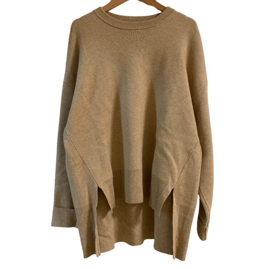 UN3D. 美品 アンスリード HALF MILANO SIDE SLIT TOP 長袖 ニット カットソー セーター F ベージュ ...