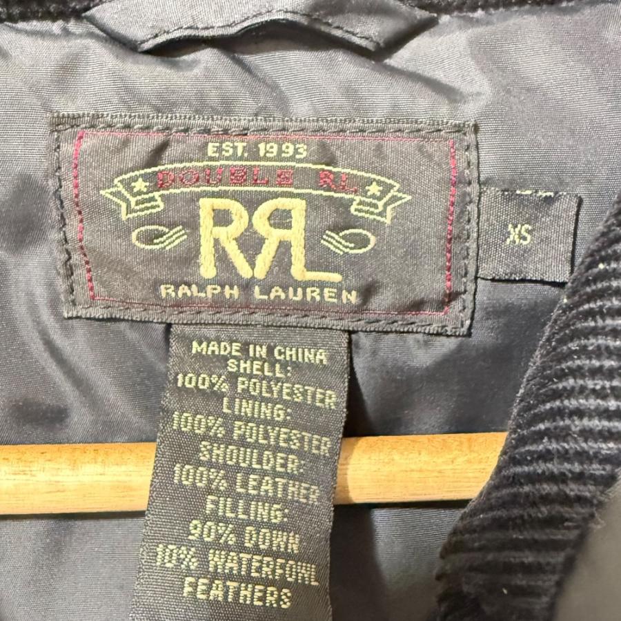 美品 RRL ダブルアールエル ラルフローレン レザーヨーク ダウンベスト XS ブラック×ブラウン メンズ 古着 中古 : ブランド古着のリュクス - 通販 - Yahoo!ショッピング