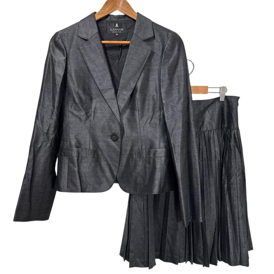 LANVIN COLLECTION 美品 ランバンコレクション テーラードジャケット スカート 2点 セットアップ スーツ 40 グレー レディース 古着 中古 : ブランド古着のリュクス ...