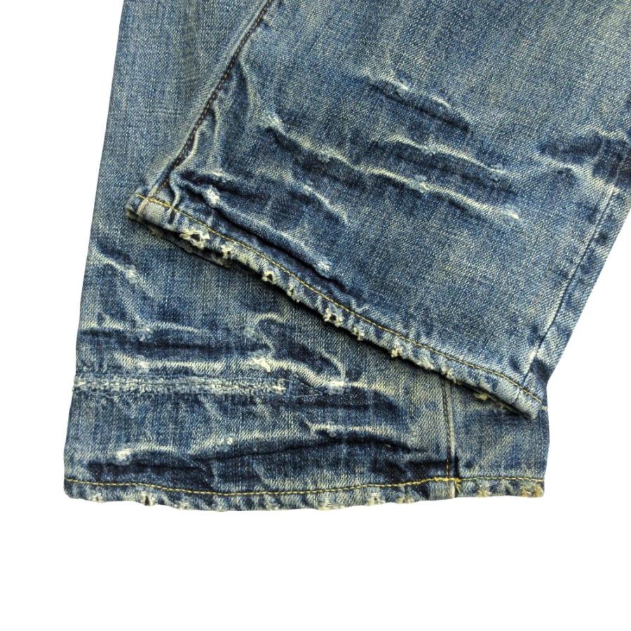 良品 BARTACK バータック WORK CLOTHING DEPT デニム ジーンズ パンツ ボタンフライ ダメージ リペア 加工 L インディゴブルー メンズ 古着 中古 : ブランド ...