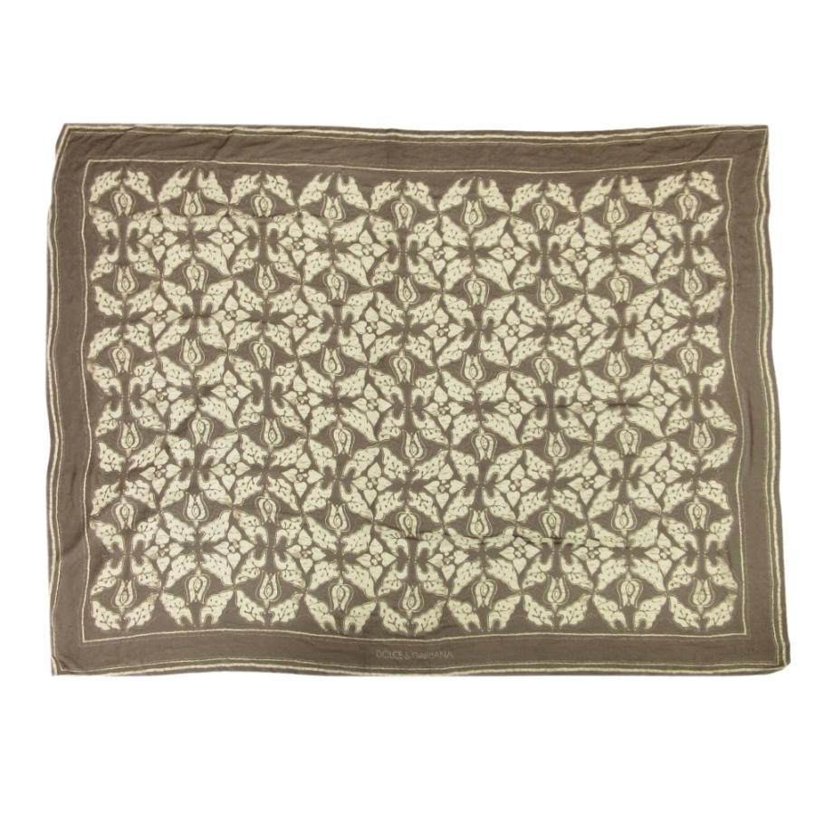 DOLCE&GABBANA（ドルチェ & ガッバーナ） ドルガバ ボタニカル 大判スカーフ ストール ショール 150×120cm 茶 ブラウン レディース 古着 中古 : ブランド古着の ...