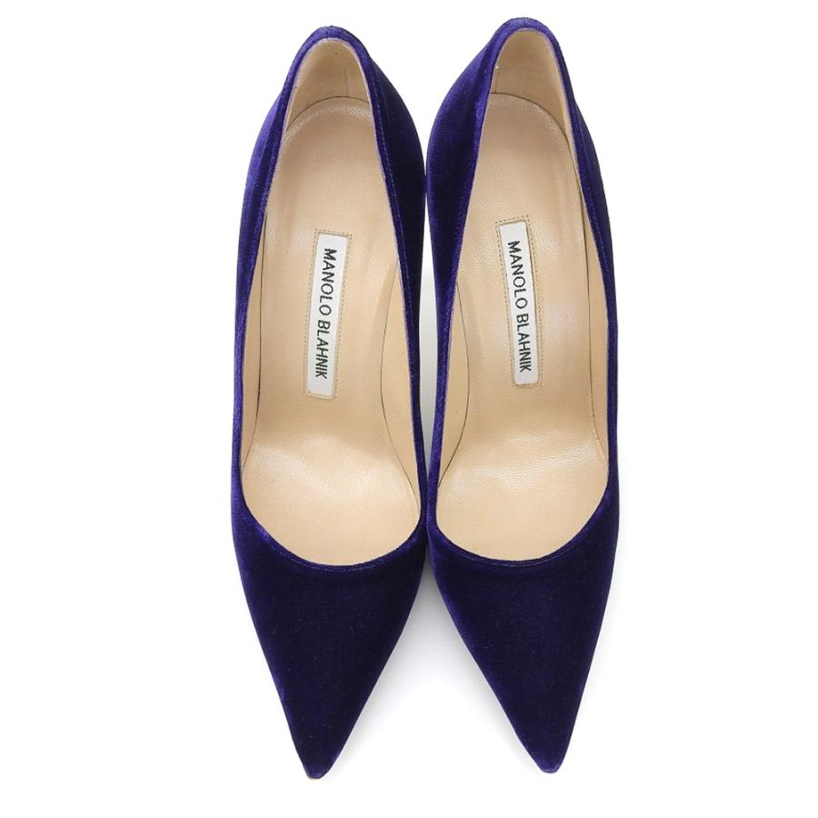 MANOLO BLAHNIK 美品 マノロブラニク BB90 ポインテッドトゥ ベルベット パンプス 35 1/2 約22.5cm パープル レディース 古着 中古 : ブランド古着のリュクス ...