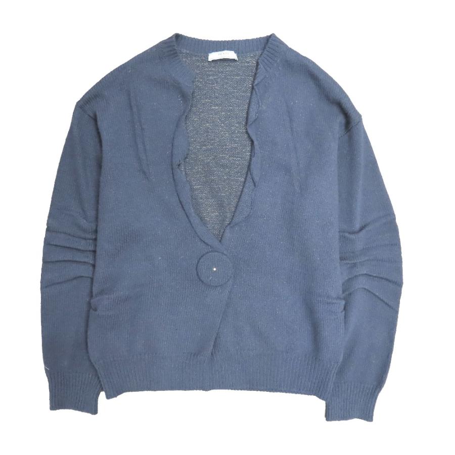 PRADA（プラダ） 新品同様 23ss PRADA ビッグボタン 1B カーディガン ウール カシミヤ混 ニット セーター 長袖 ギャザー ...
