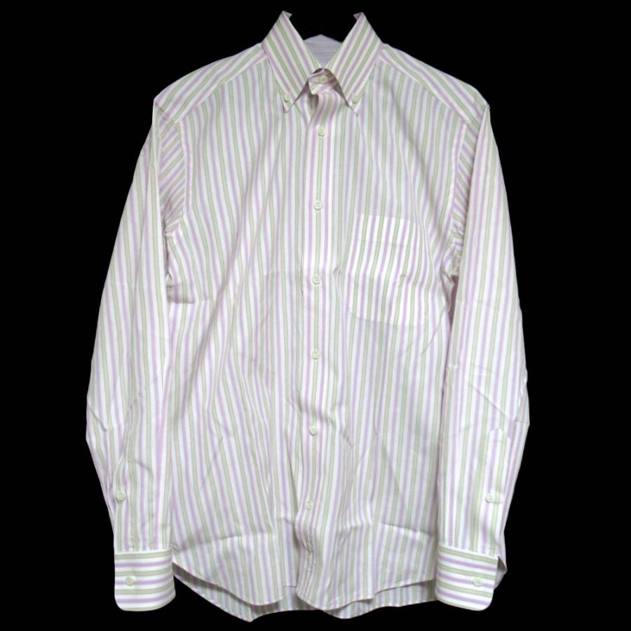 Brioni 美品 ブリオーニ ストライプ柄 長袖 BDシャツ ボタンダウンシャツ 3サイズ ピンク系 メンズ 古着 中古 : ブランド古着のリュクス - 通販 - Yahoo!ショッピング