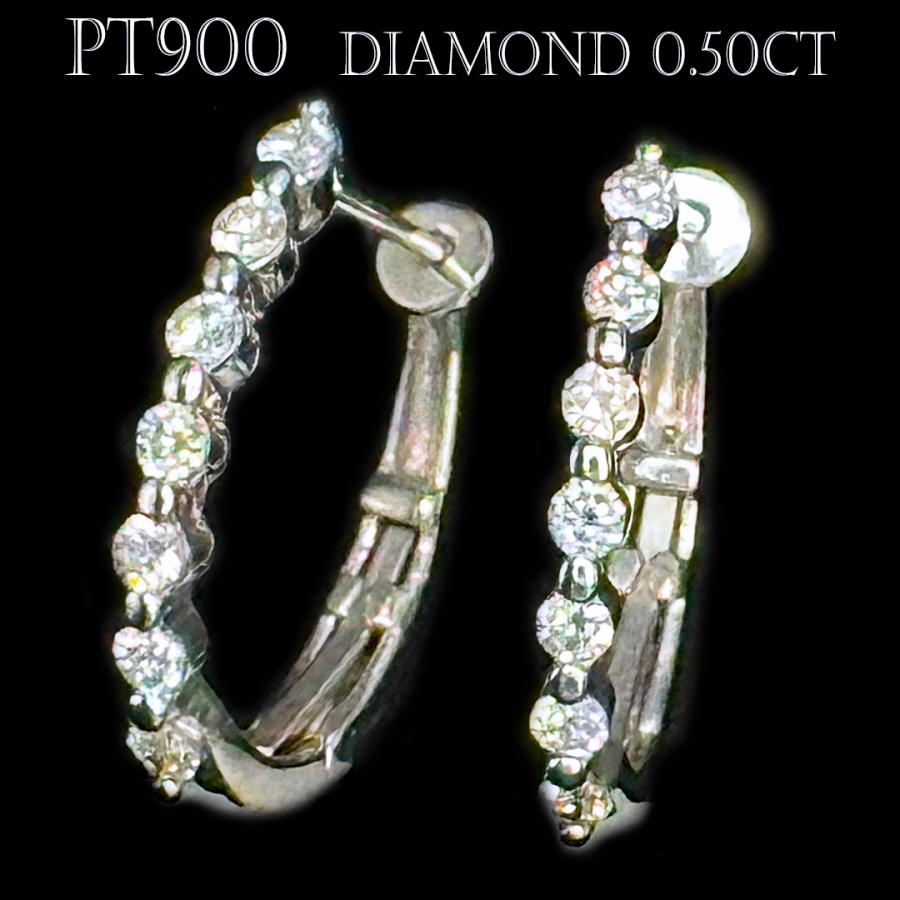 プラチナ Pt900 ダイヤモンド オーバル 楕円 フープ ピアス 0.50ct 中折れ式 : 貴宝堂 - 通販 - Yahoo!ショッピング