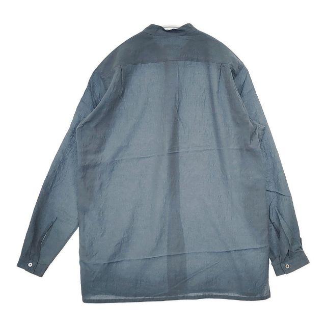 AQUELLOS OJOS VERDES bishu バンドカラーシャツ aov-42f-sc12-5 ウールキュプラ 長袖シャツ ブルーグレー メンズ アケヨスオホスヴェルデス【中古】5-1120M∞ AQUELLOS OJOS VERDES bishu バンドカラーシャツ aov-42f-sc12-5