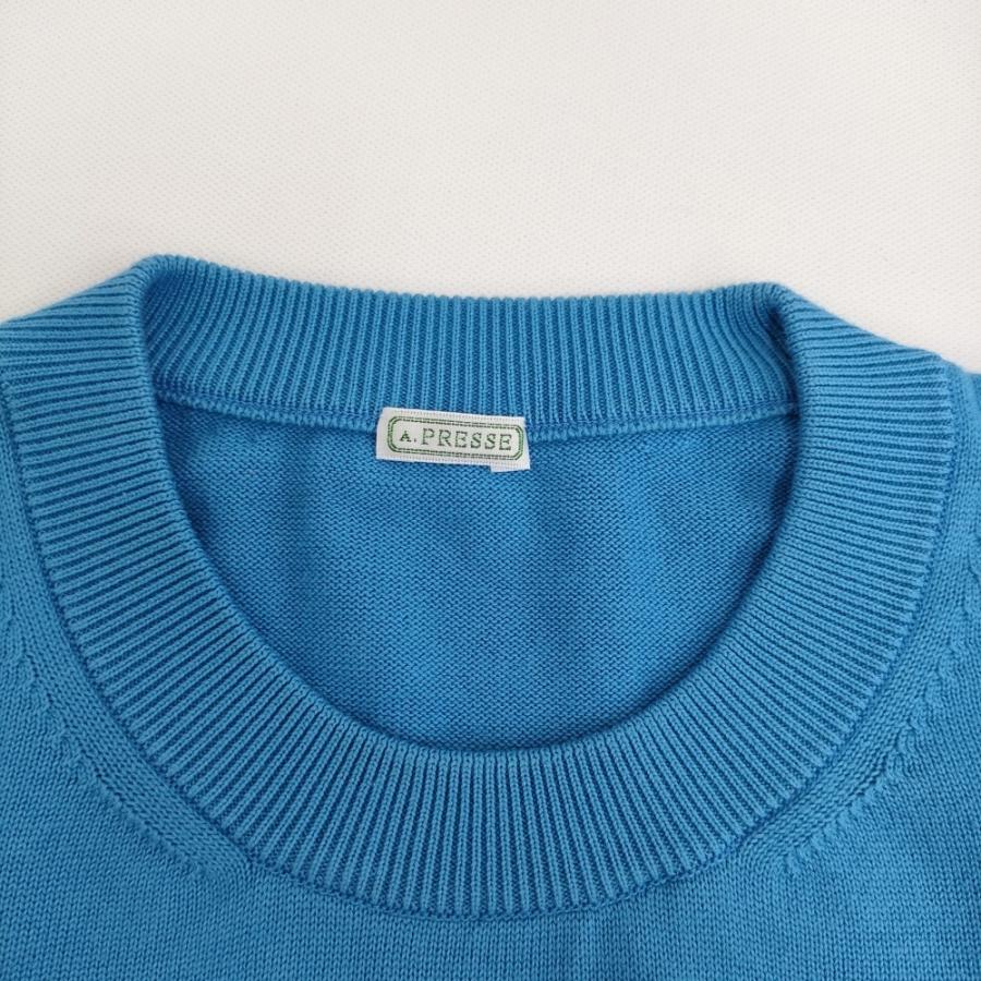 A.PRESSE 新品 Cotton knit L/S T-Shirt 定価35200円 サイズ3 コットン ニット 24SS ターコイズ ...